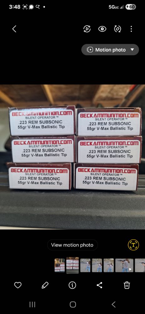 120 Rounds of Subsonic .223 Beck Ammunition for sale. $25 per box of 20.